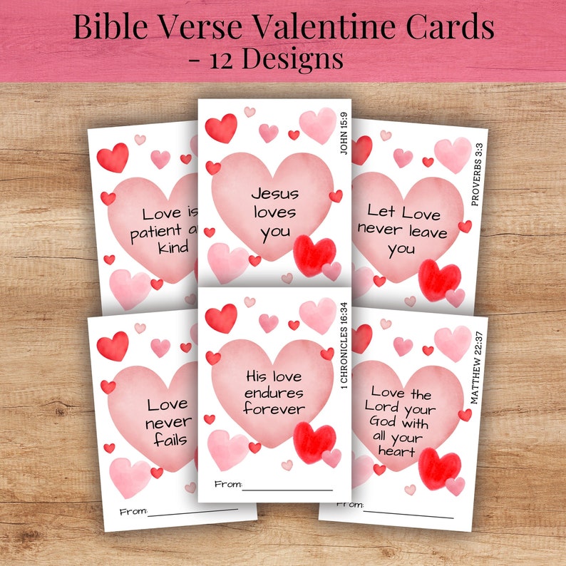 Sunday School Valentines - Bible Verse Valentine Cards - Printable Love ...