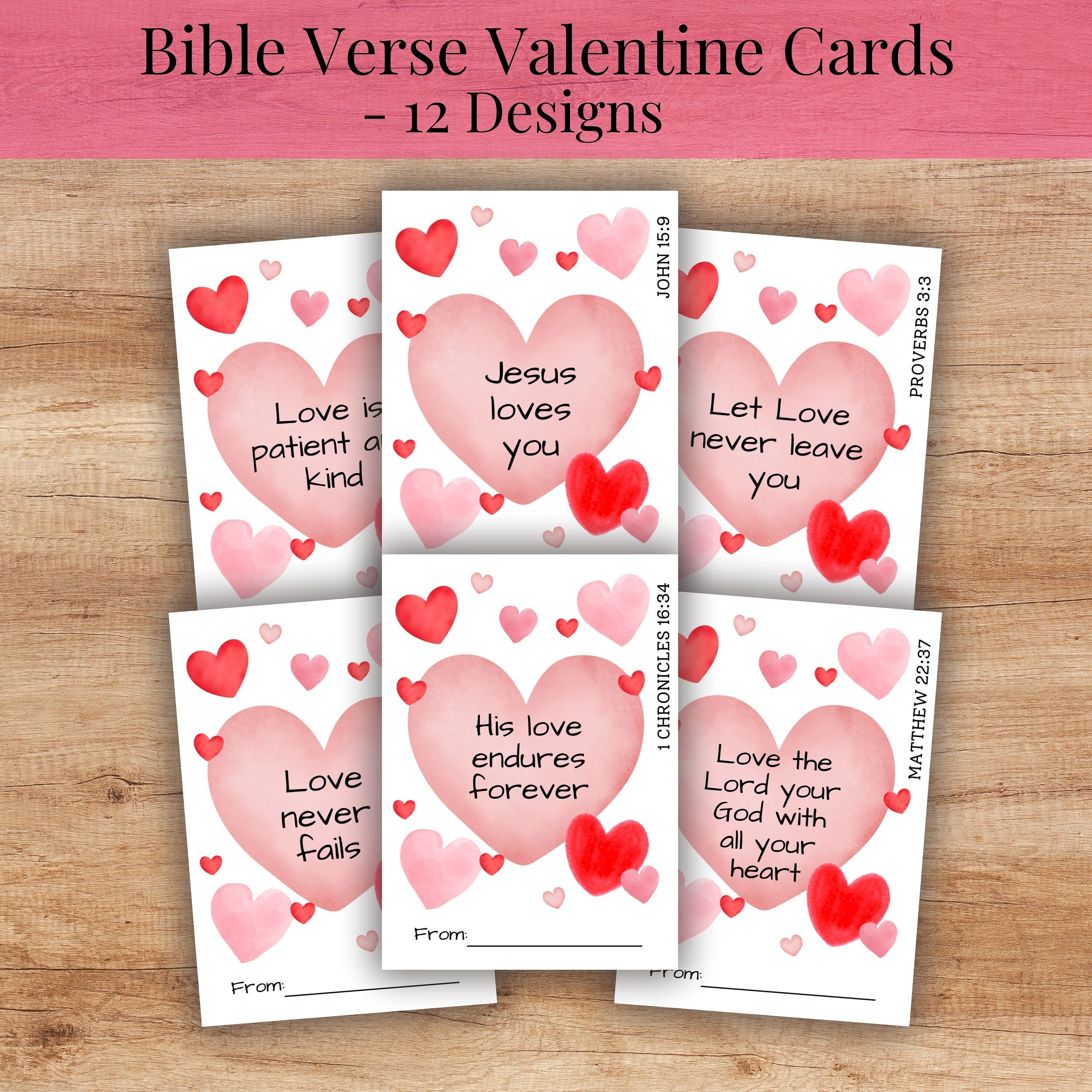 Sunday School Valentines - Bible Verse Valentine Cards - Printable Love ...