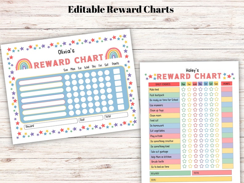 Chore Chart for Kids Editable Multiple Kids Responsibility Allowance ...