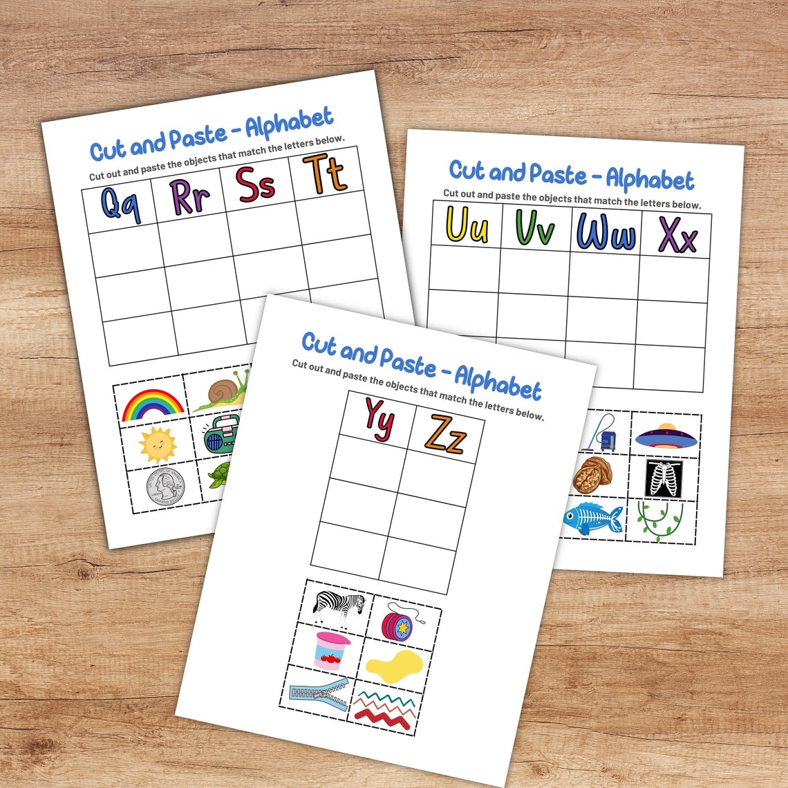 Beginning Sounds Worksheets - Cut and Paste Alphabet Letter Recognition ...
