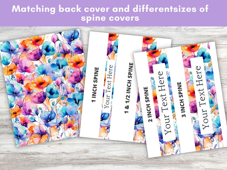 Binder Cover Printable - Set of 8 Editable Bright Watercolor Floral ...