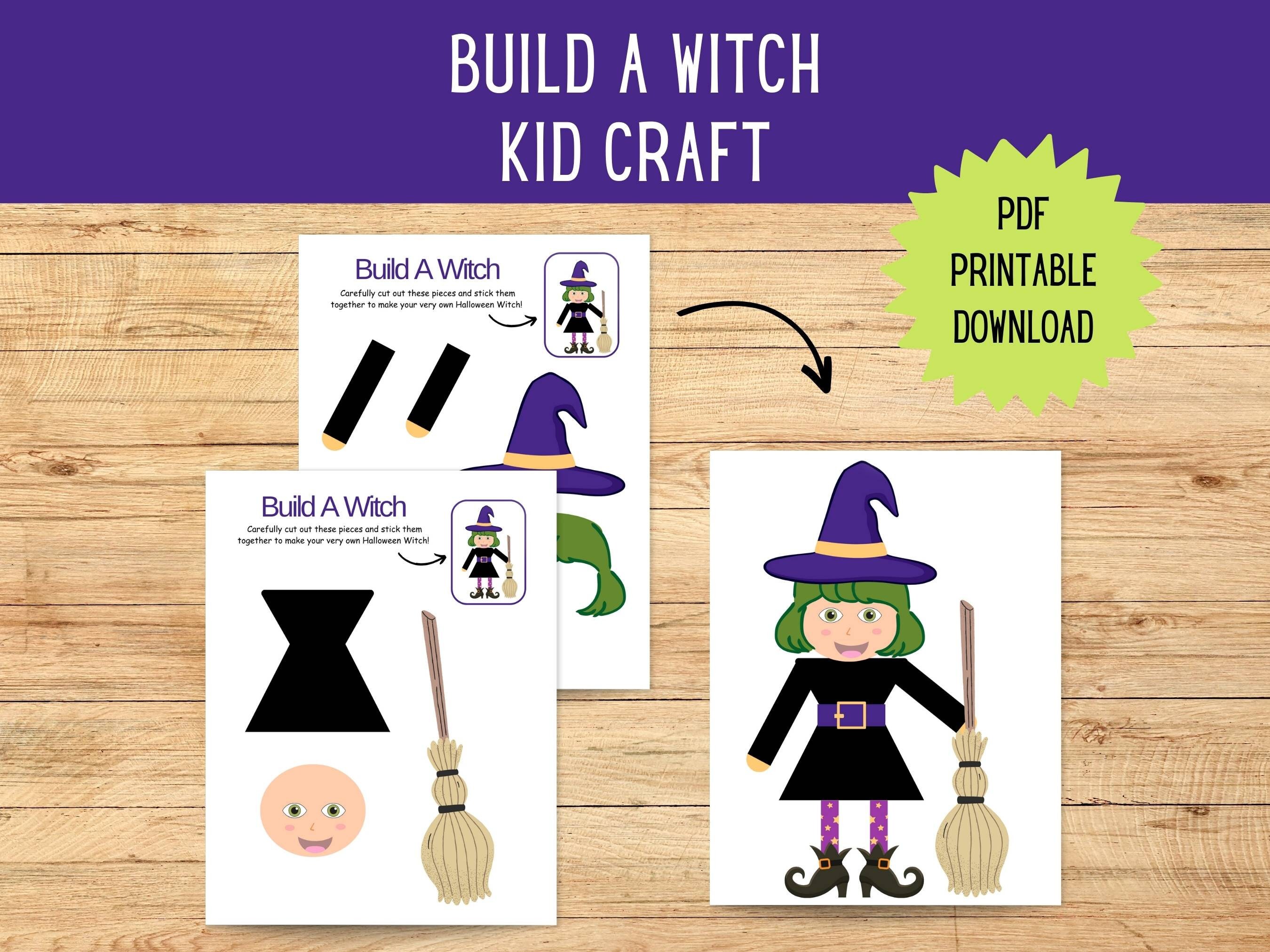Halloween Craft for Kids Printable Witch Cut and Paste Activity for ...