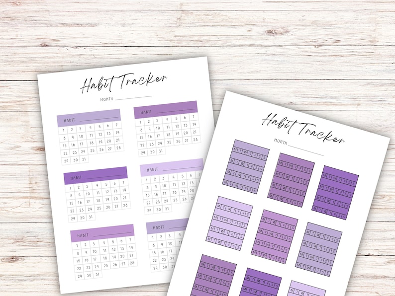 Habit Tracker Printable Purple Bundle of 10 to Track Your - Etsy