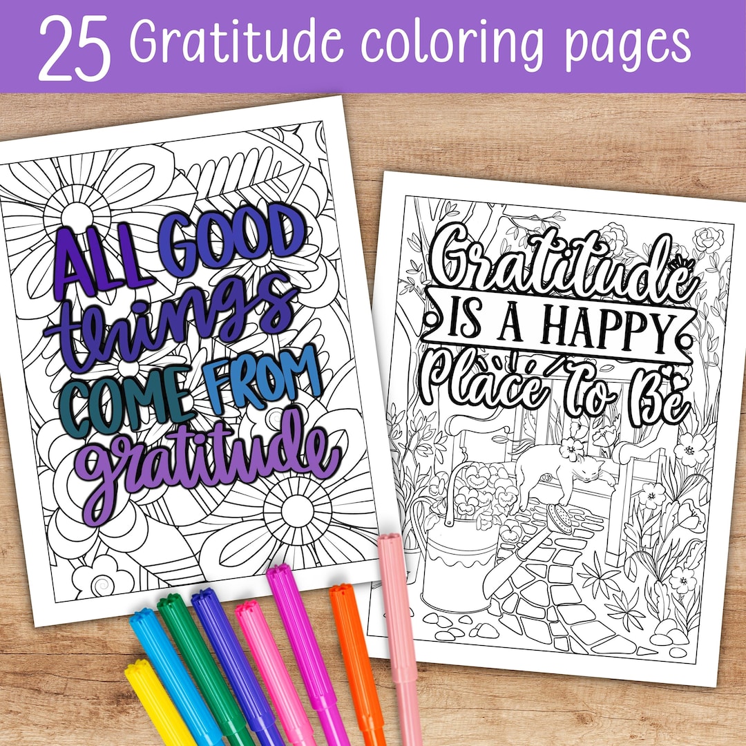 25 Gratitude Coloring Pages for Adults and Teens - Printable Self Care ...