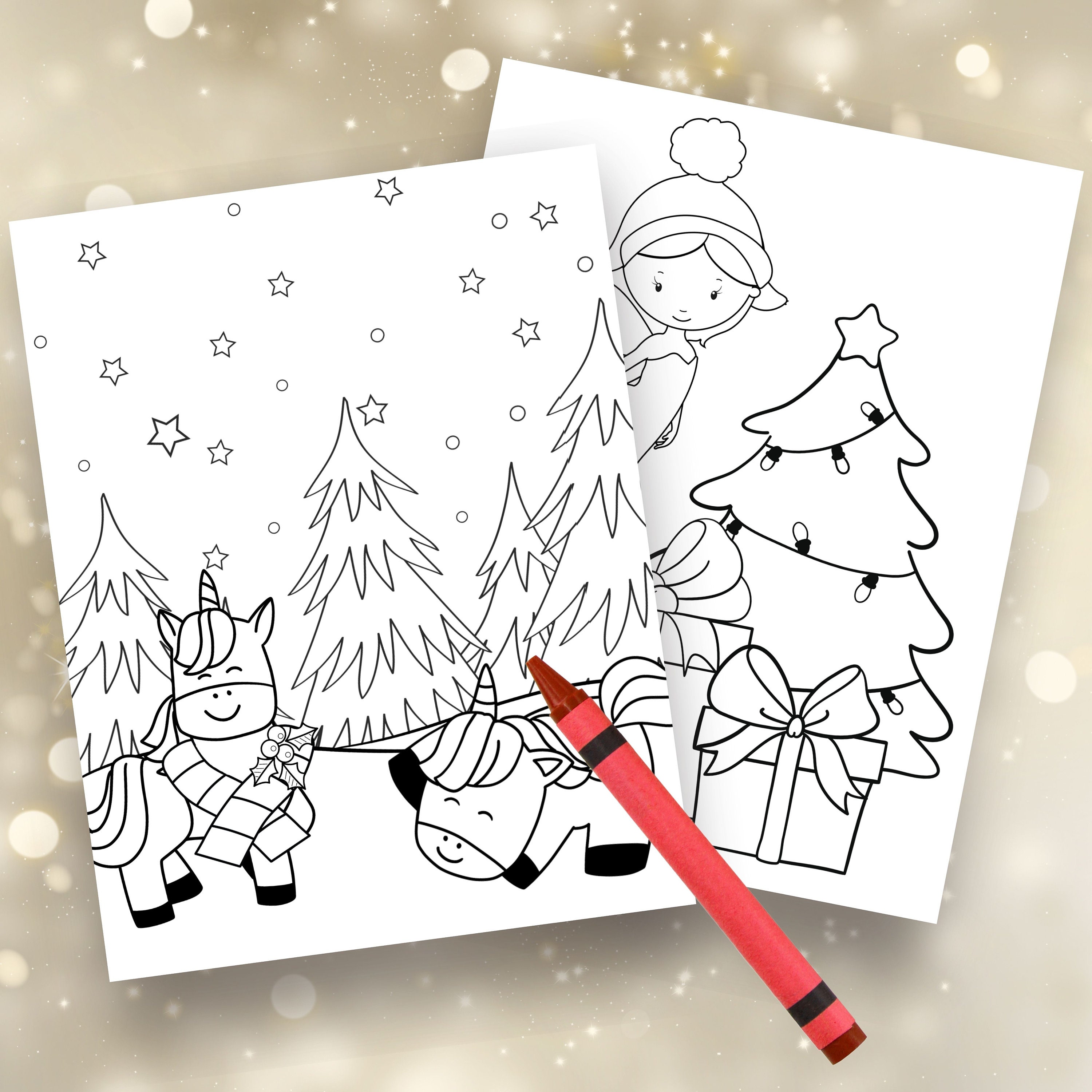 Christmas Fairy and Unicorn Coloring Pages - 10 Printable Coloring ...