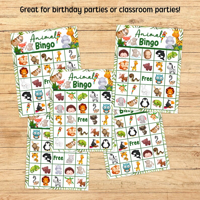 Animal Bingo Game - 30 Printable Cards - for Kids or Classroom Party - Etsy