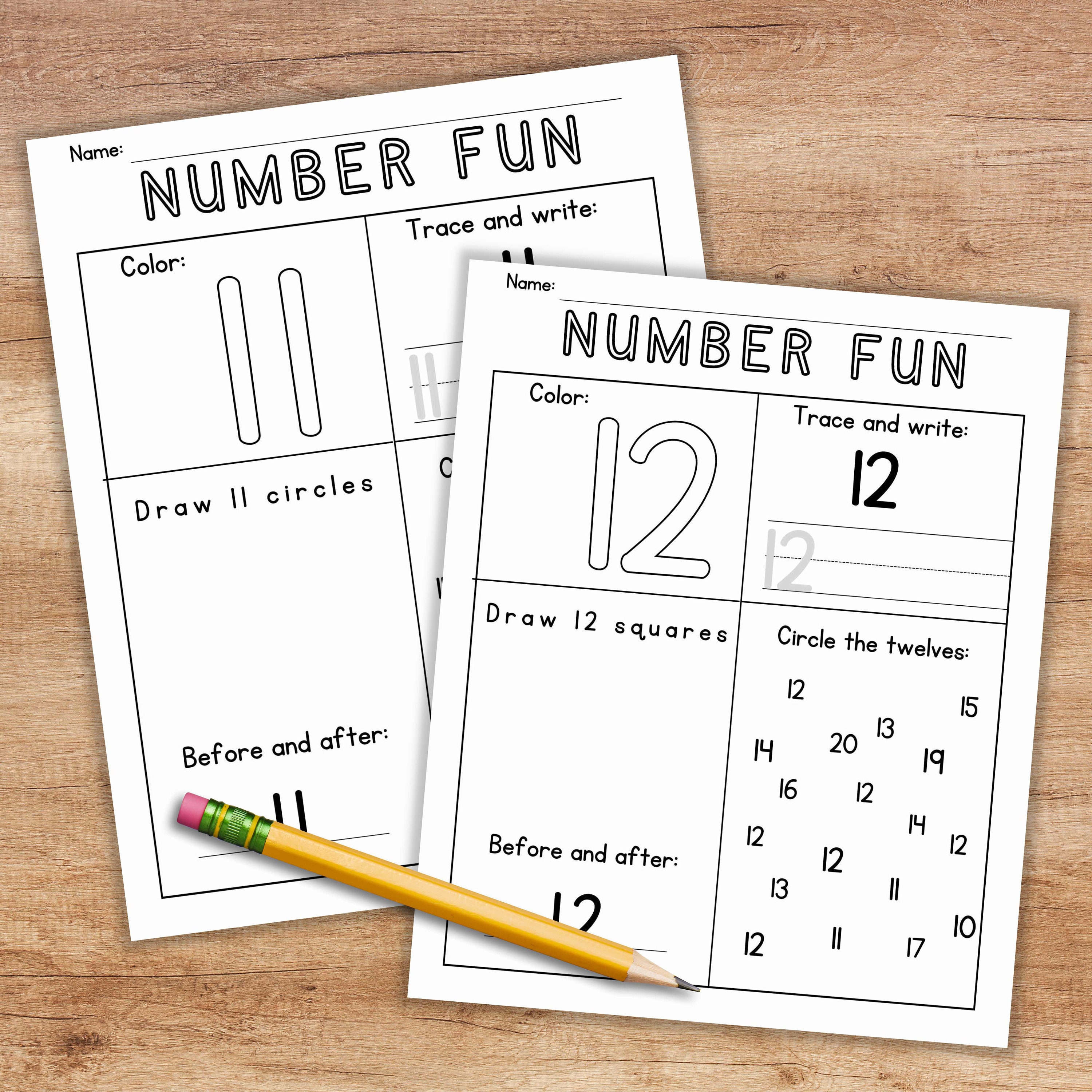 Number Tracing Worksheets 11 to 20 - for Preschool Pre-k Kindergarten ...