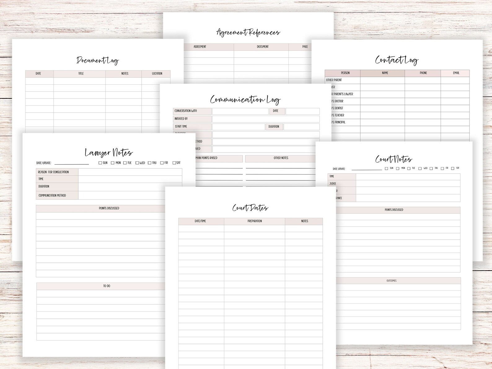 Custody Binder - Printable Planner & Organizer for Child Custody - Log ...