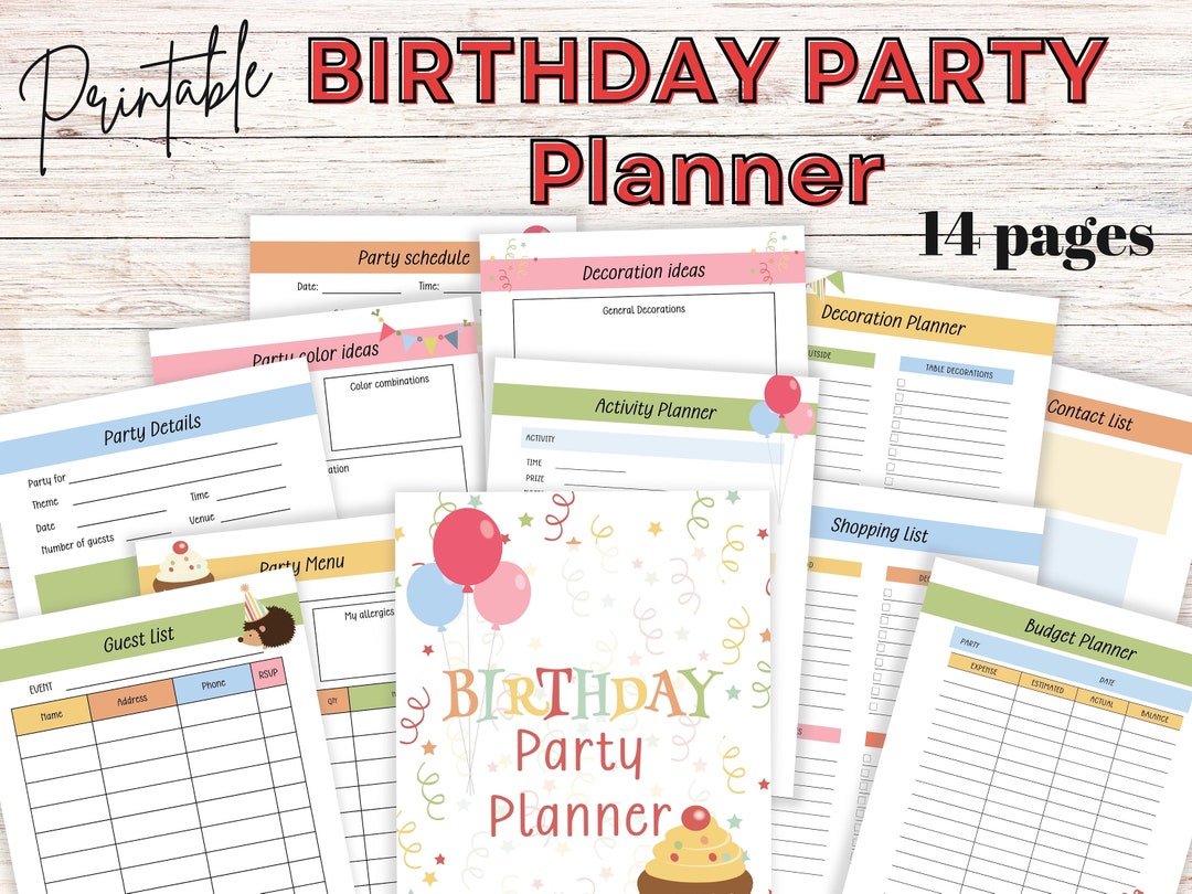 Printable Party Planner - Colorful Birthday & Event Planning Organizer ...