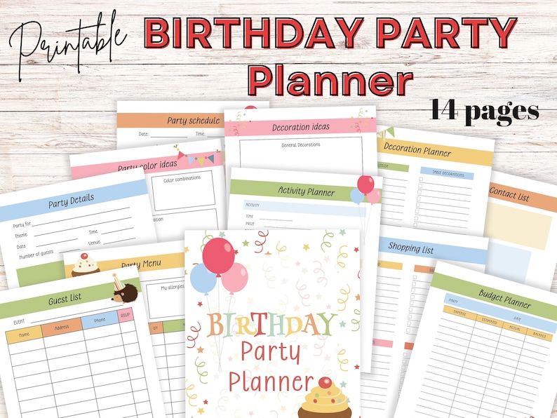 Printable Party Planner - Colorful Birthday & Event Planning Organizer ...