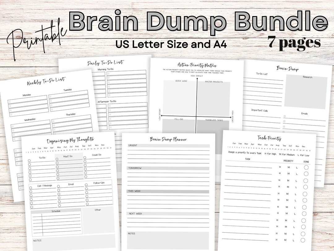 Brain Dump Bundle - ADHD Daily Planner Printable With to Do List ...