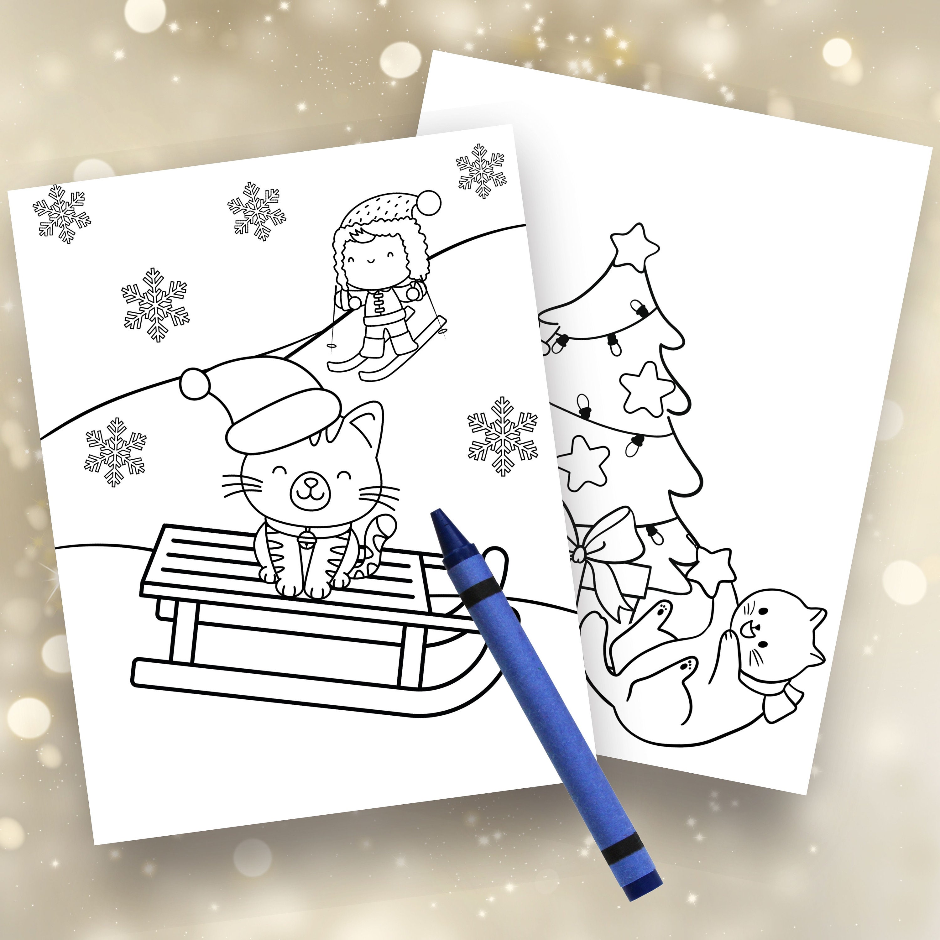 Christmas Cat Coloring Pages - 10 Printable Coloring Sheets for Kids ...
