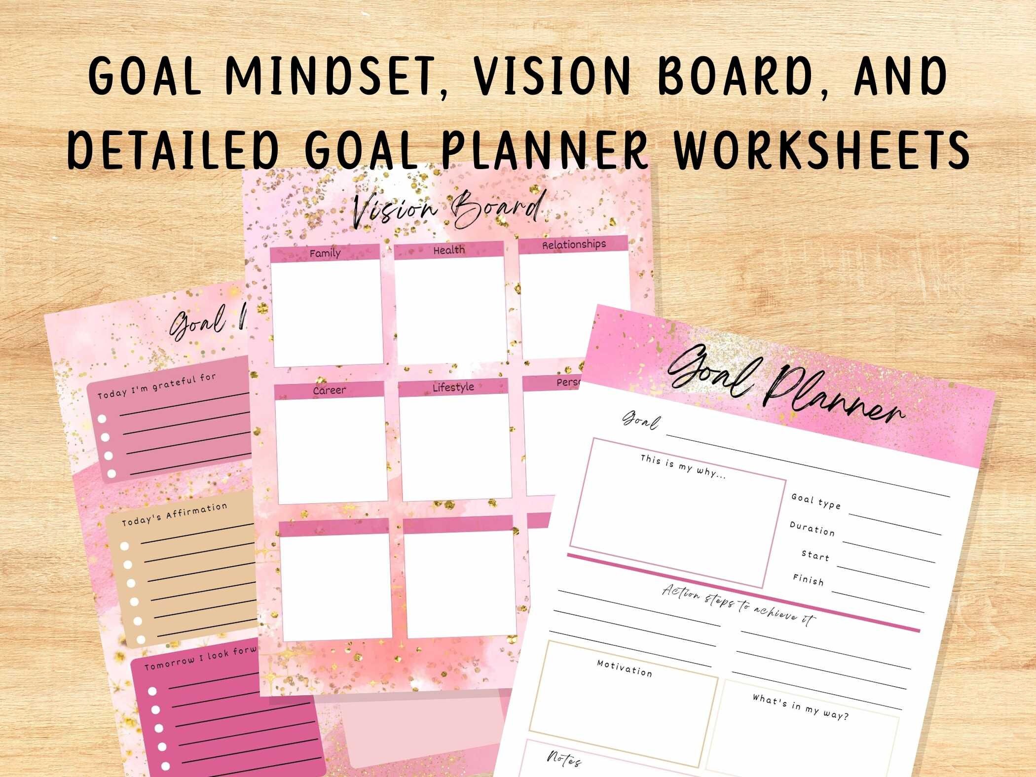 Goal Setting Worksheet Bundle Printable Planner With SMART Goal ...