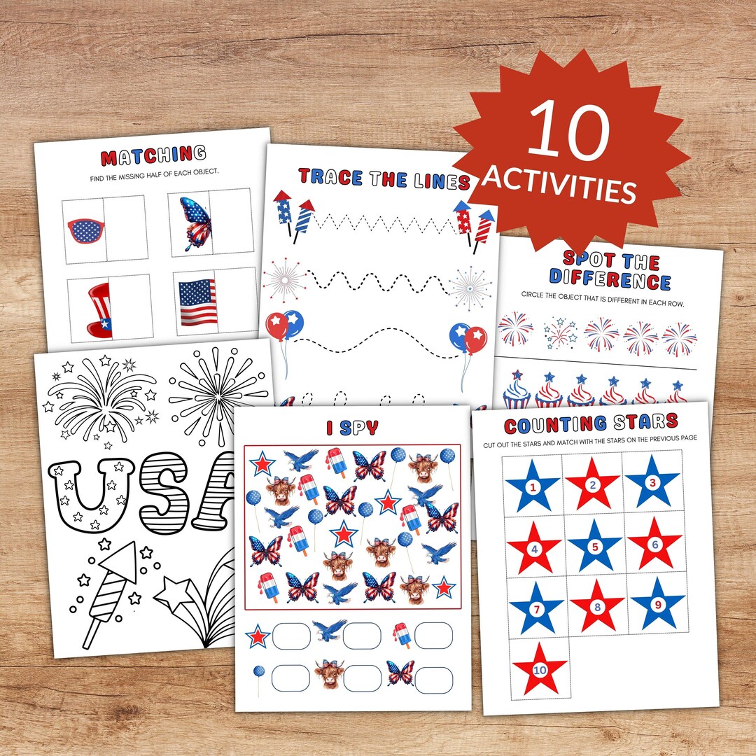 4th of July Preschool Worksheet and Activity Bundle - Pre-k ...