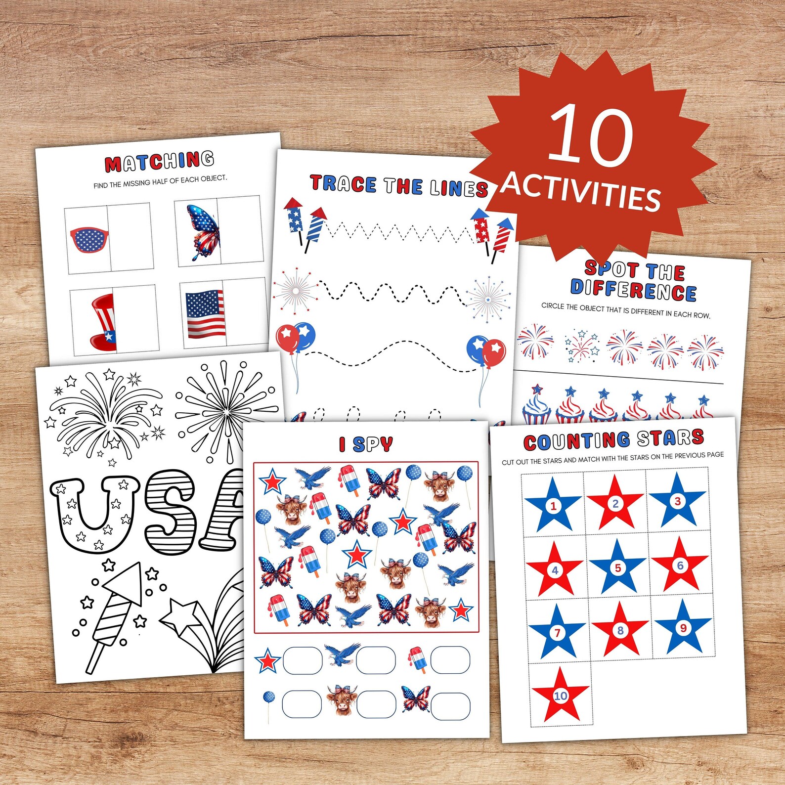 4th of July Preschool Worksheet and Activity Bundle - Pre-k ...