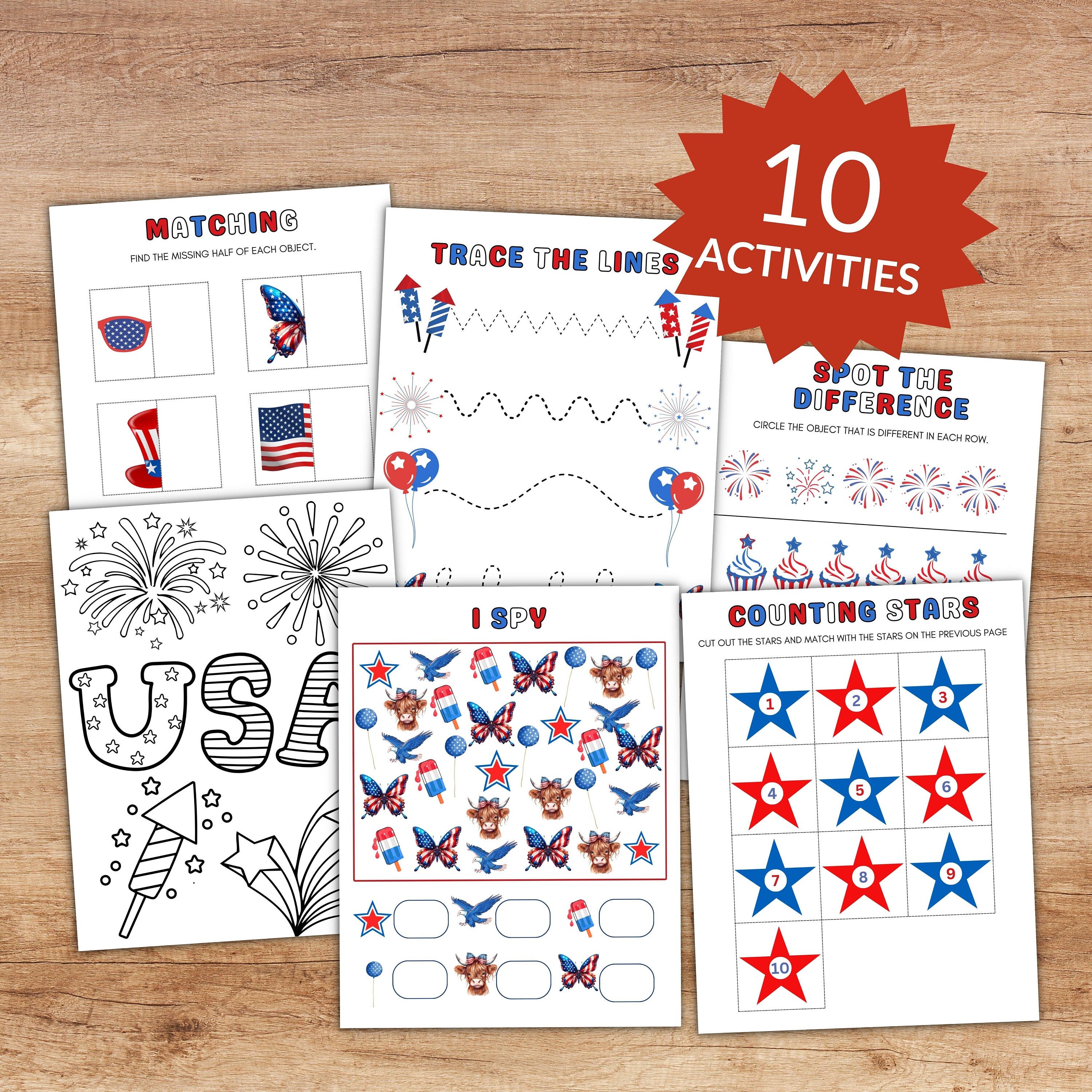 4th of July Preschool Worksheet and Activity Bundle - Pre-k ...
