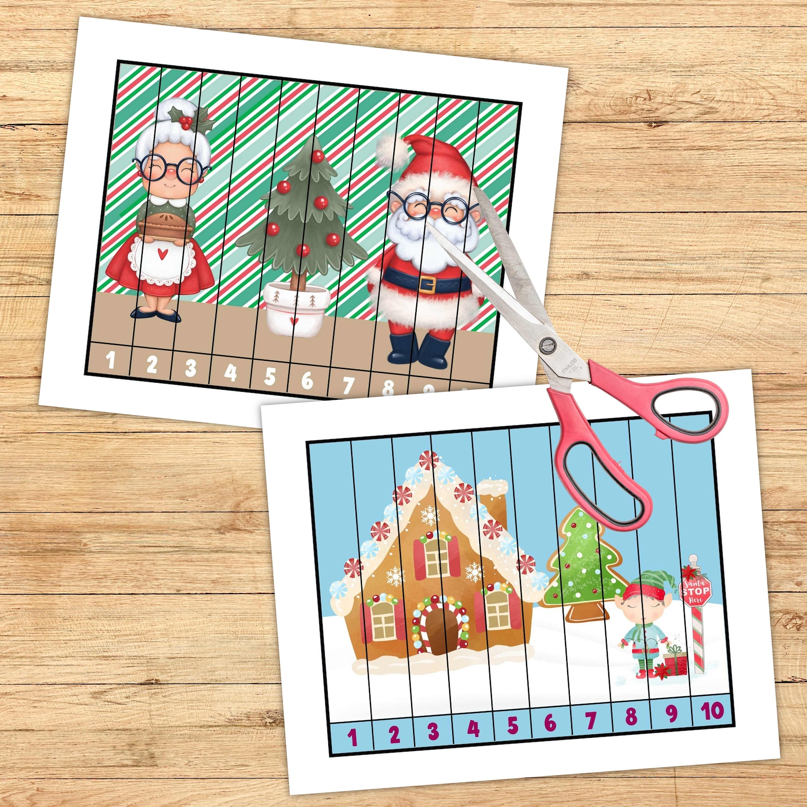 Number Sequence Puzzles - Christmas Preschool Math Worksheets Activity ...