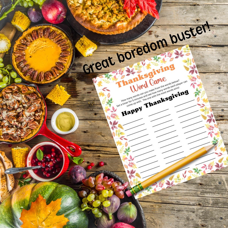 Thanksgiving Word Game - Printable Activity for Kids, Teens, Adults ...
