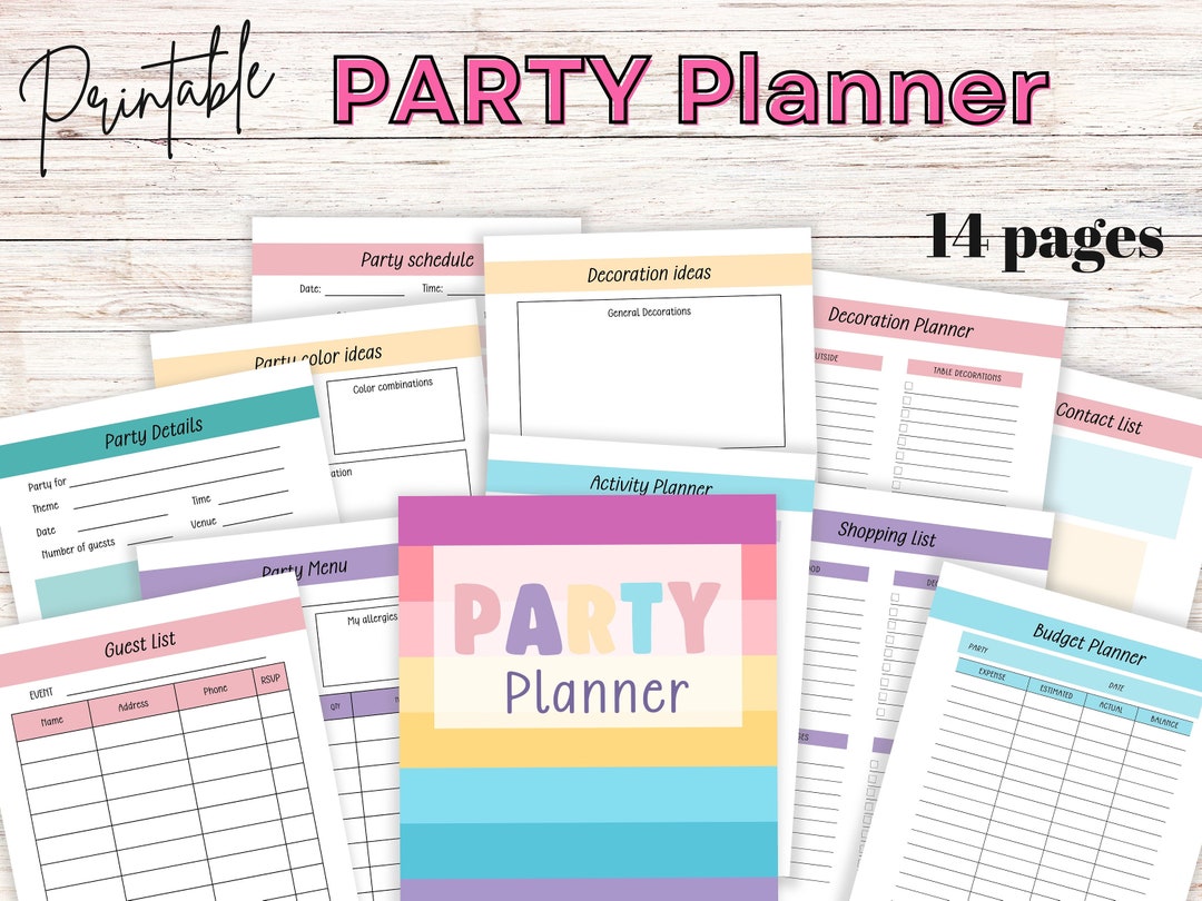 Printable Party Planner - Colorful Birthday & Event Planning Organizer ...