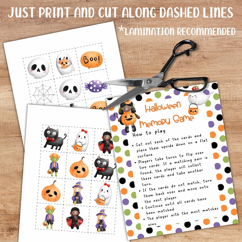 Halloween Memory Game for Kids - Printable Matching Game for Toddler ...