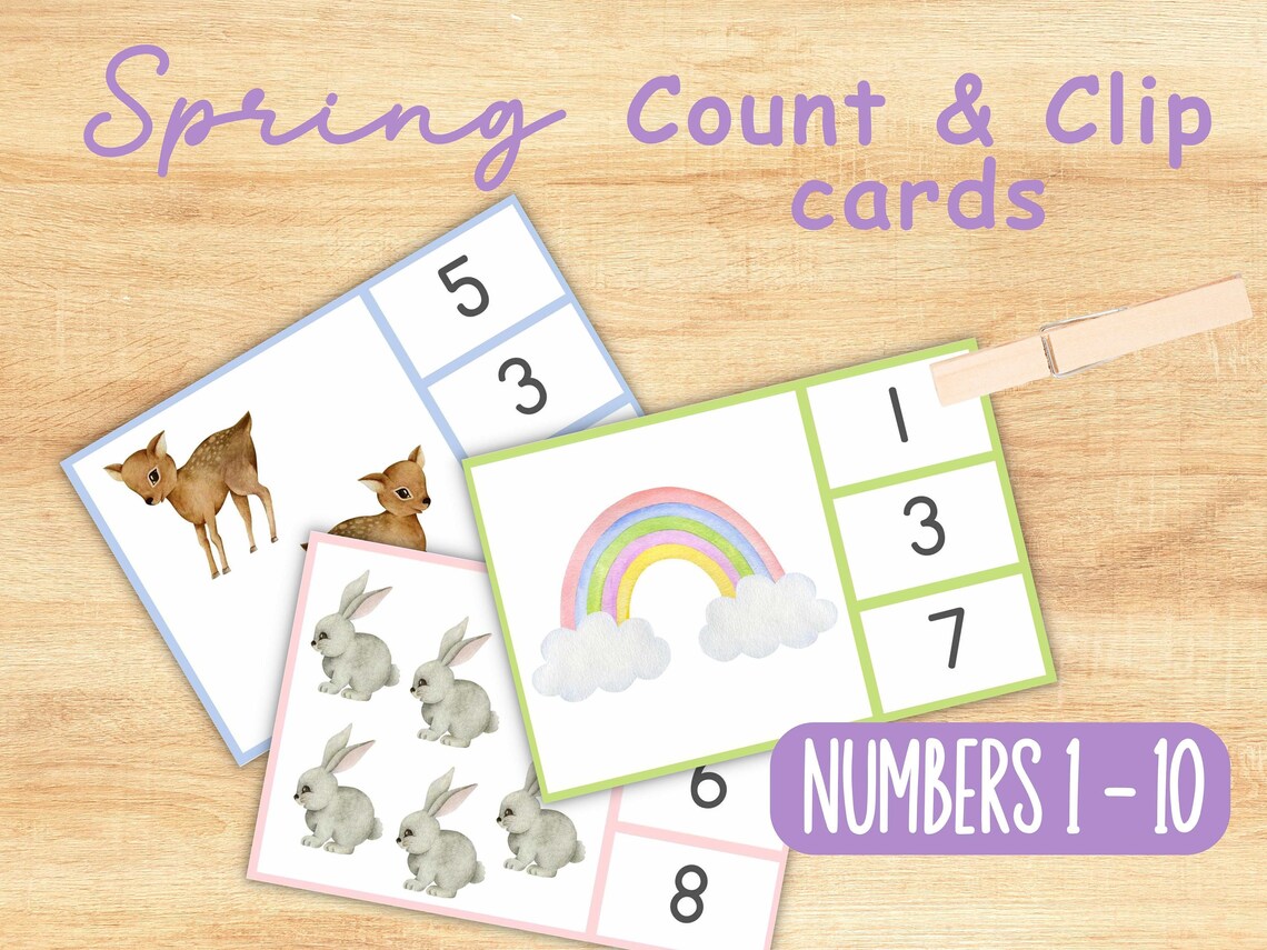Spring Count and Clip Cards - Numbers 1 to 10 - Printable Preschool ...