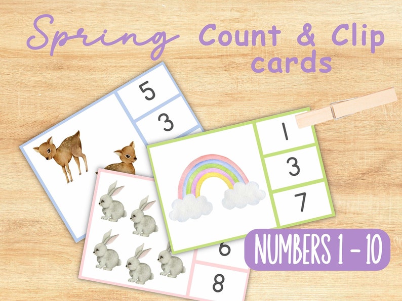 Spring Count and Clip Cards - Numbers 1 to 10 - Printable Preschool ...