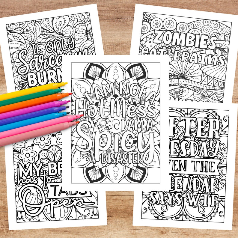 75 Funny Coloring Pages for Adults Printable Sarcastic - Etsy