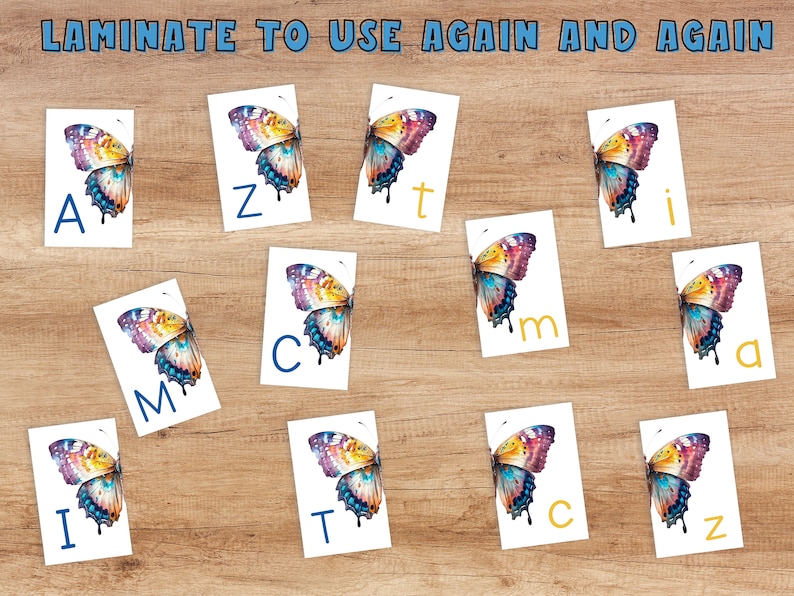 Alphabet Flashcards - Butterfly Letter Uppercase and Lowercase Matching ...