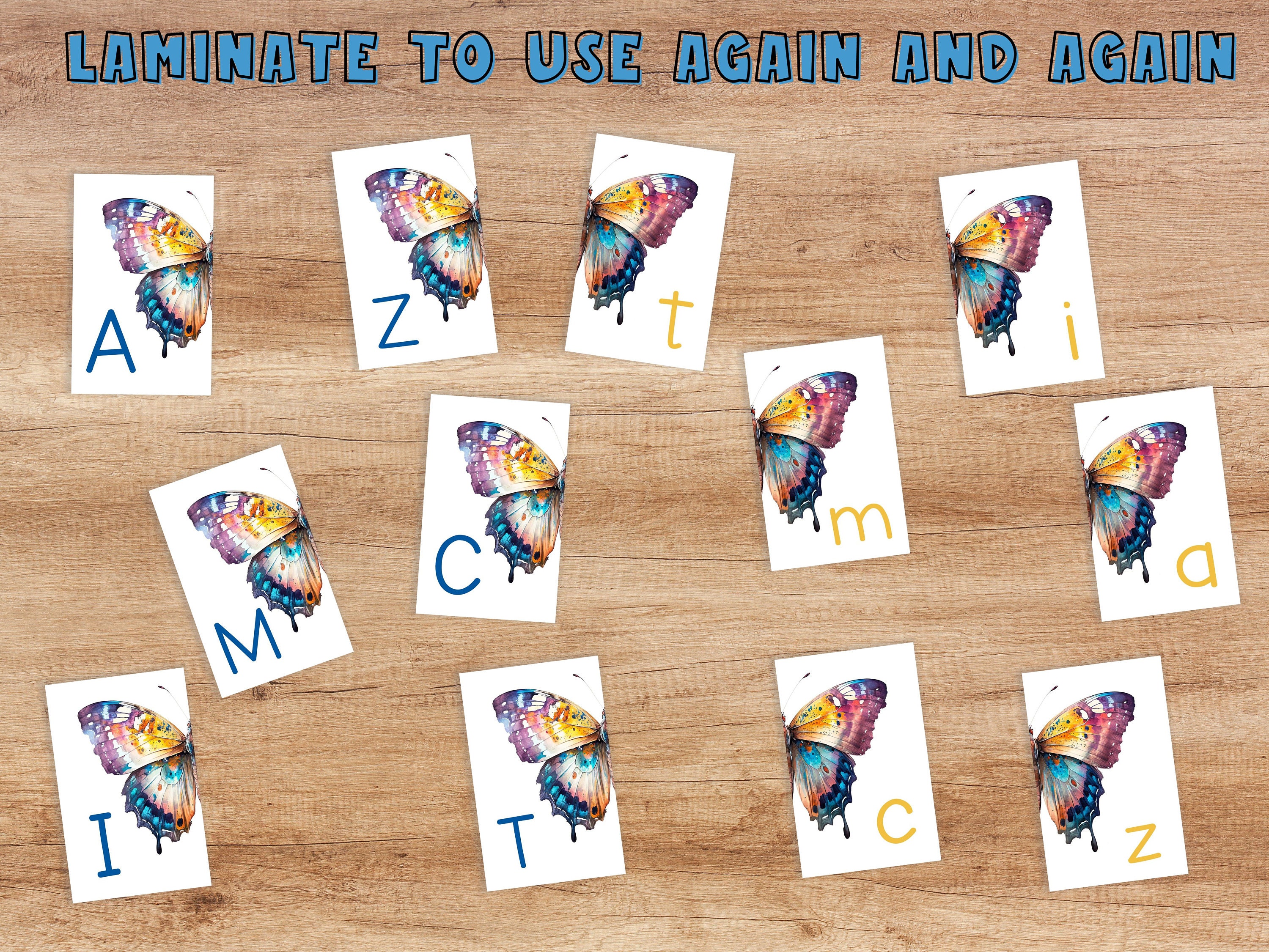 Alphabet Flashcards - Butterfly Letter Uppercase and Lowercase Matching ...