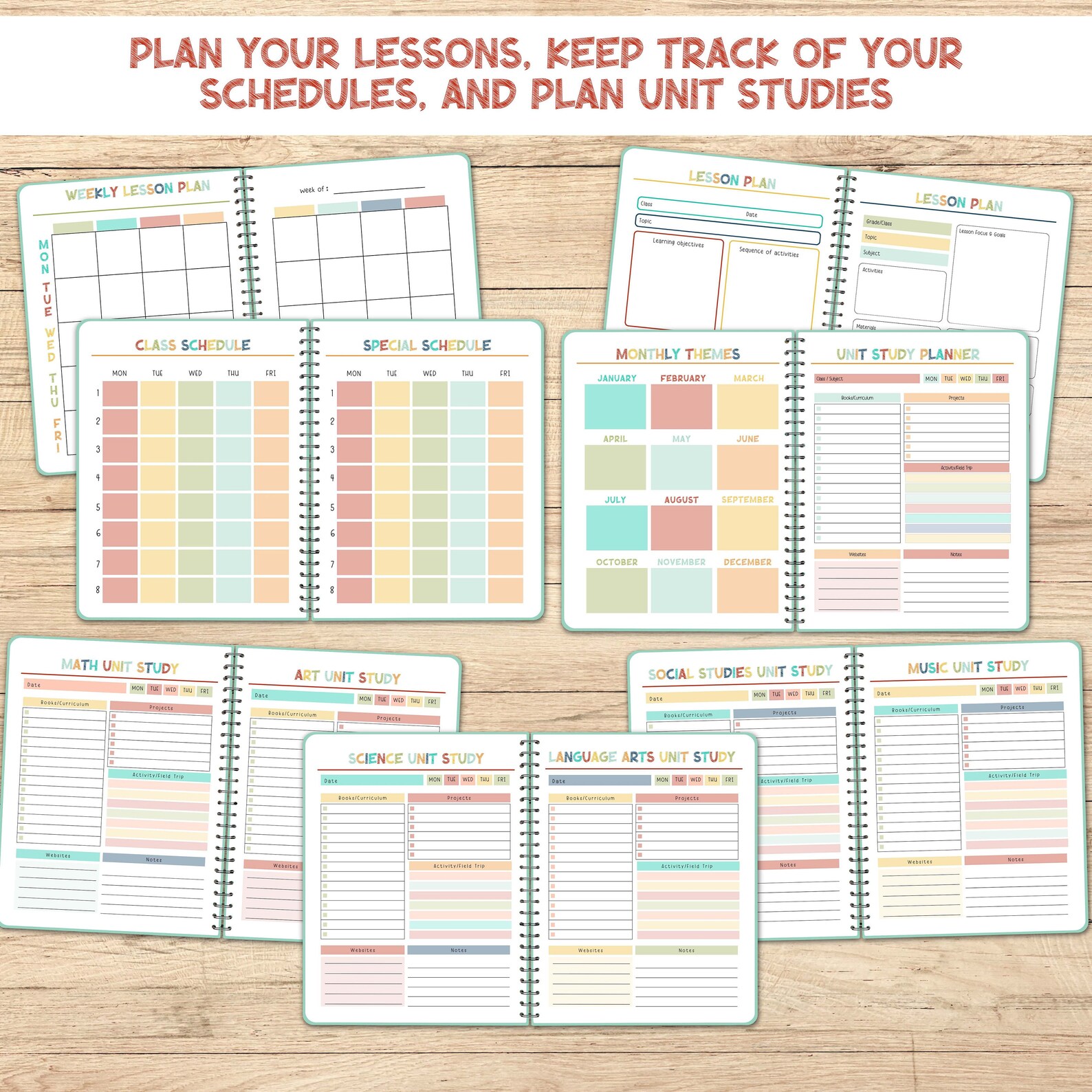 Teacher Planner Printable - Colorful Academic Binder With Lesson ...