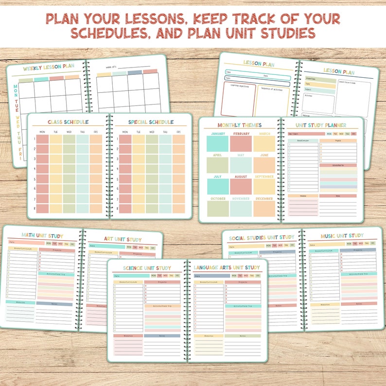Teacher Planner Printable - Colorful Academic Binder With Lesson ...