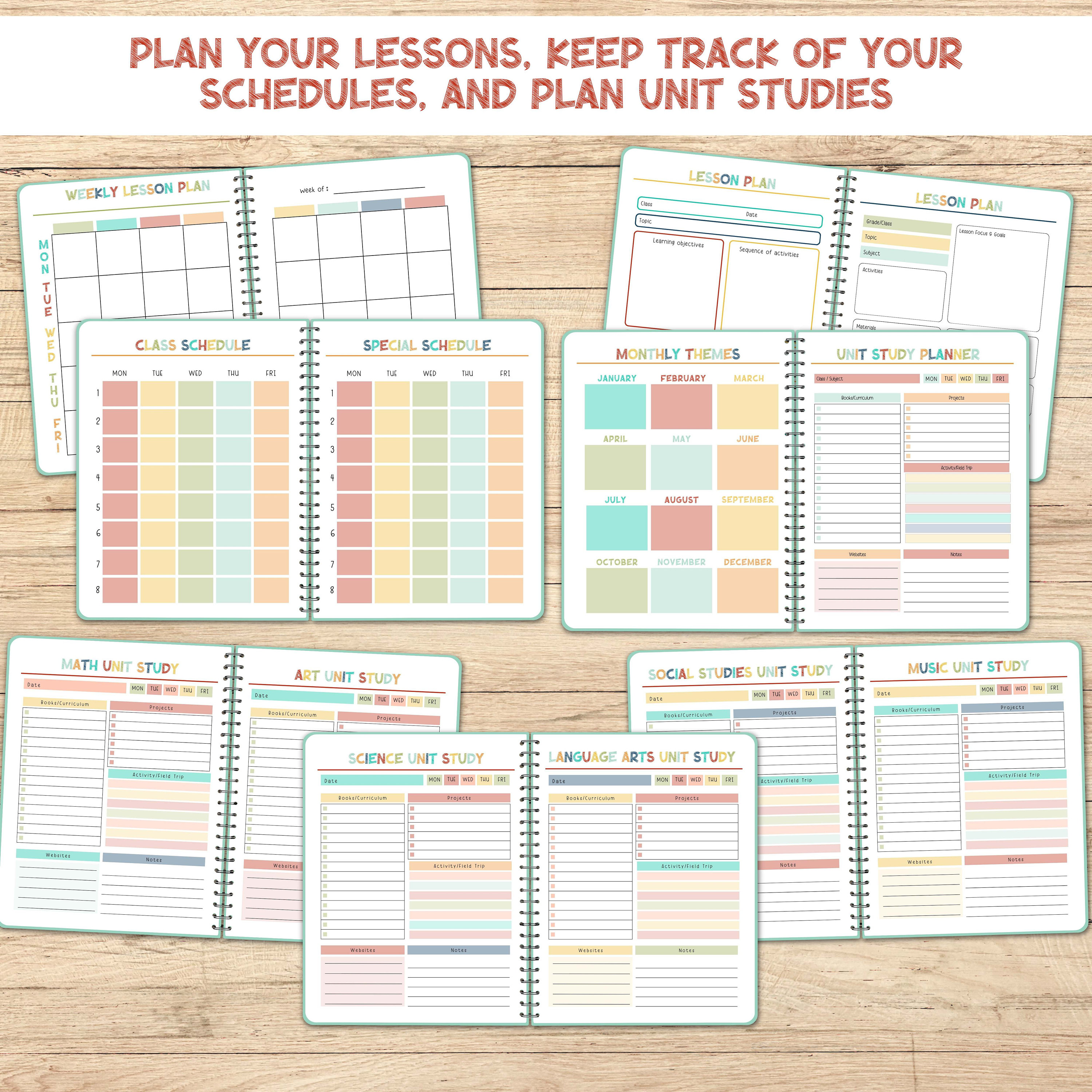 Teacher Planner Printable - Colorful Academic Binder With Lesson ...