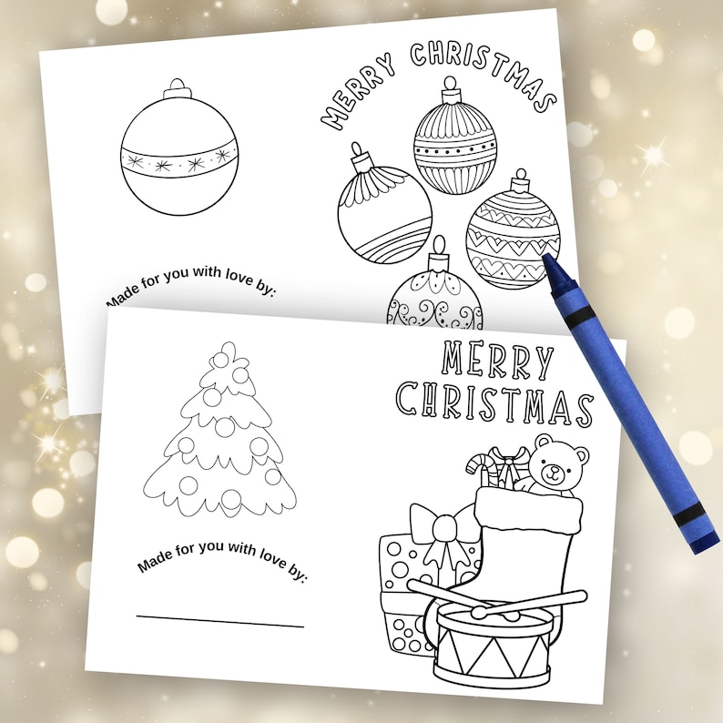 Christmas Coloring Cards 10 Printable Holiday Cards for Kids Winter ...