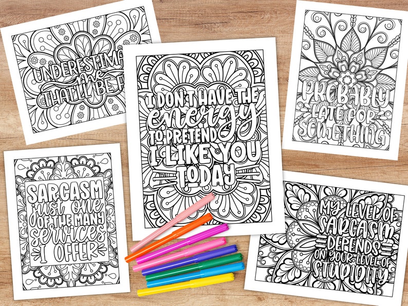 75 Funny Coloring Pages for Adults - Printable Sassy Sarcastic Quotes ...
