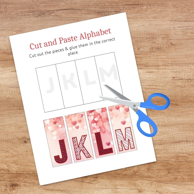 Alphabet Cut and Paste Preschool Worksheets - Valentine Scissor Skills ...