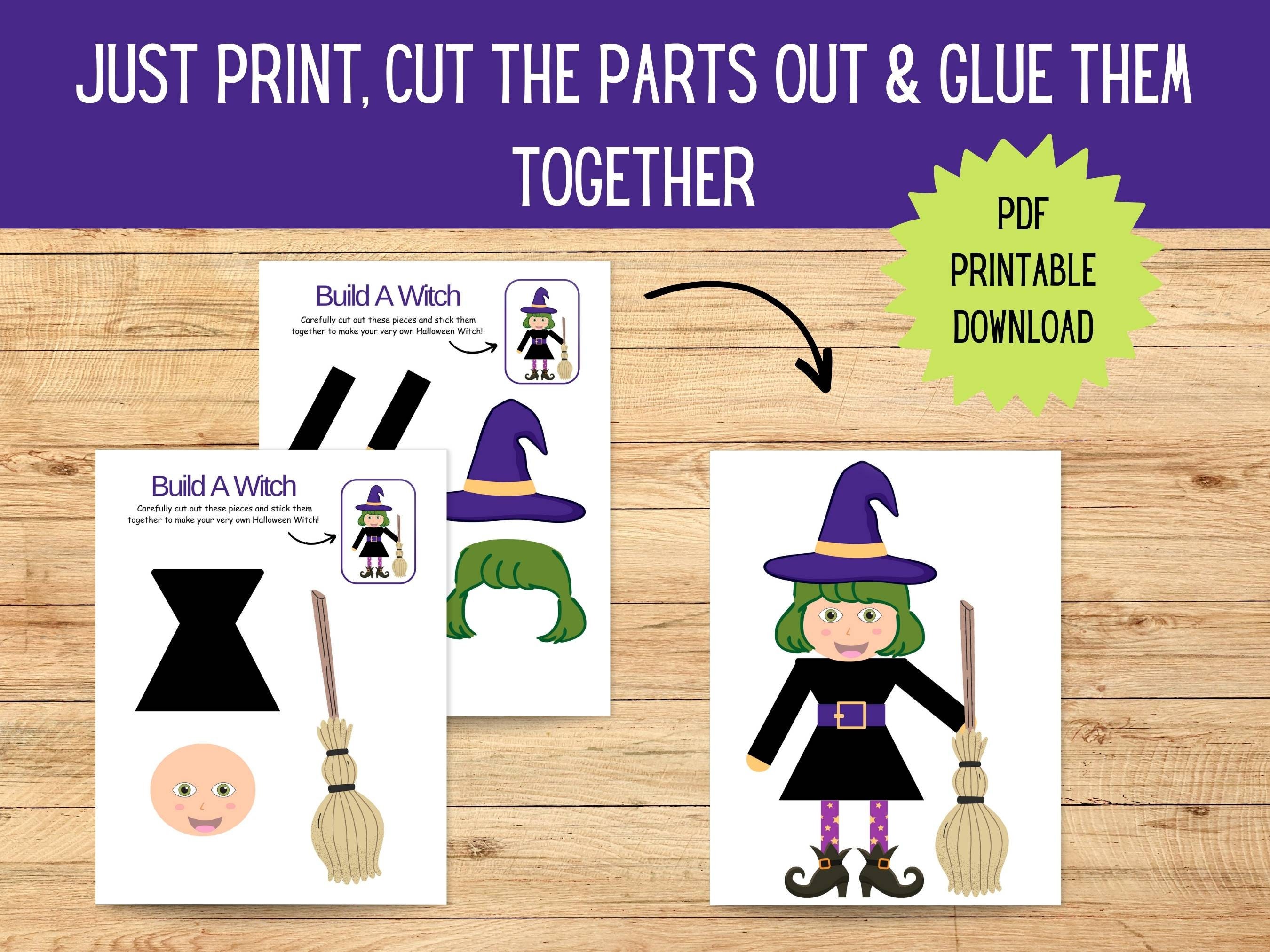Halloween Craft for Kids Printable Witch Cut and Paste Activity for ...