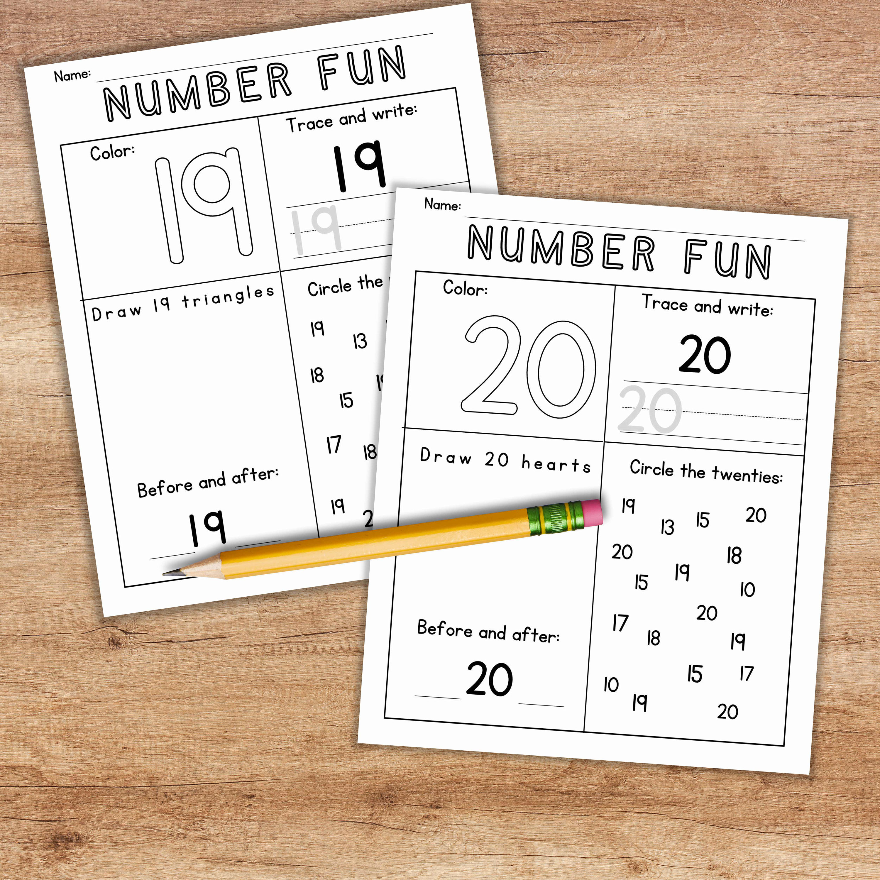 Number Tracing Worksheets 11 to 20 - for Preschool Pre-k Kindergarten ...