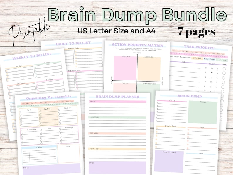 Brain Dump Bundle ADHD Daily Planner Printable With to Do List ...
