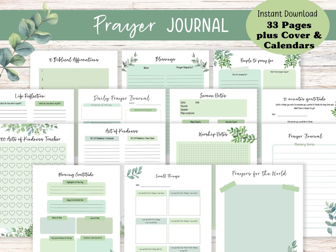 Prayer Journal Printable - Gratitude Journal - Daily Christian Prayer ...