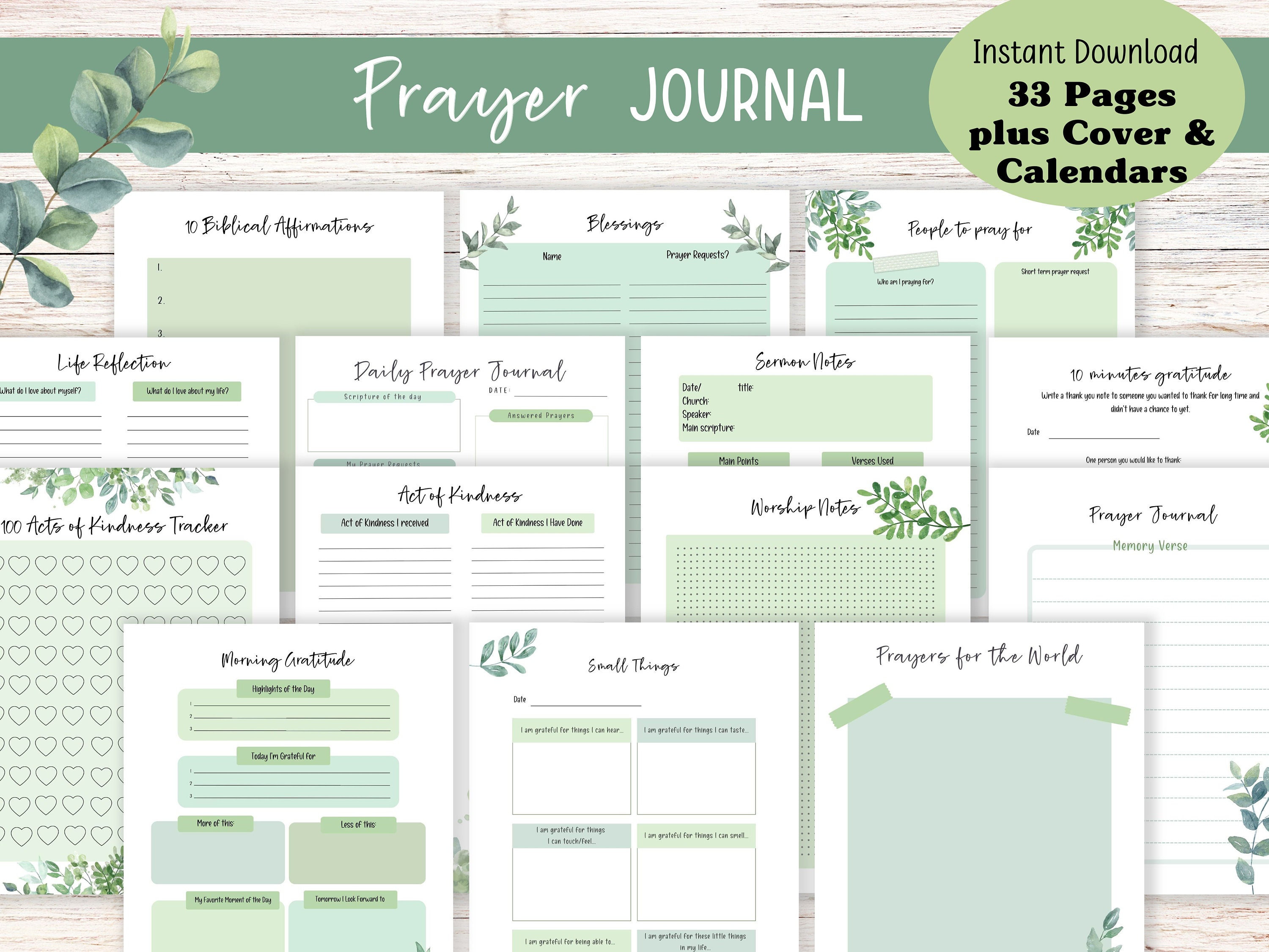 Prayer Journal Printable - Gratitude Journal - Daily Christian Prayer ...