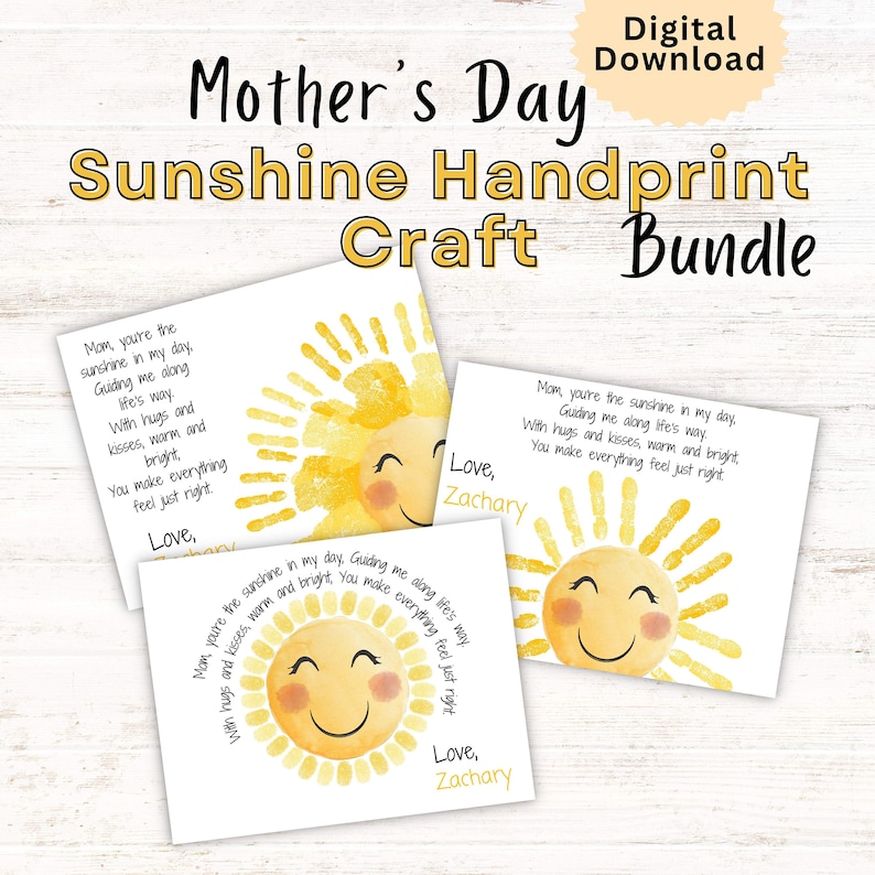 Mother's Day Handprint Art - 3 Printable Sunshine Toddler Preschool DIY ...