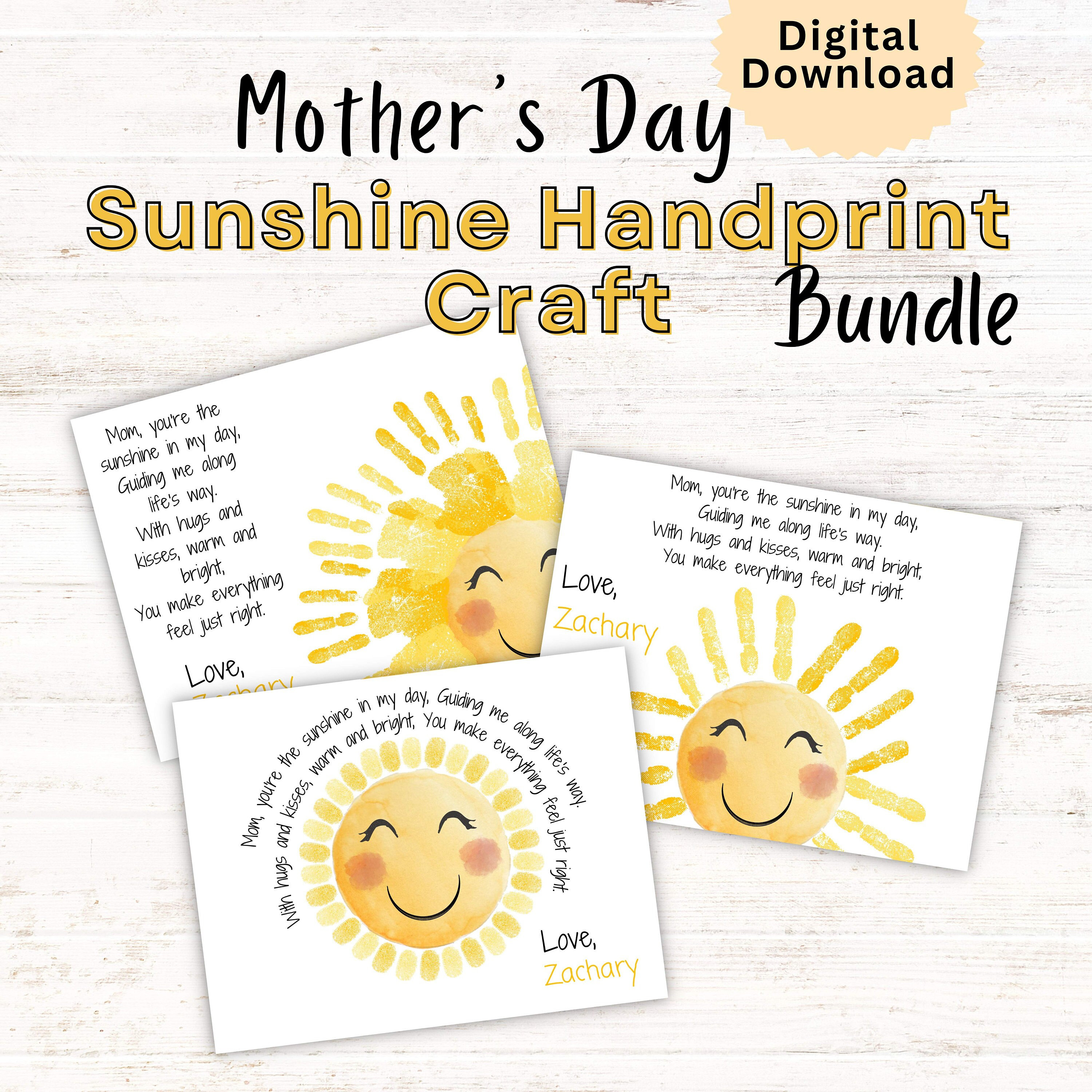Mother's Day Handprint Art - 3 Printable Sunshine Toddler Preschool DIY ...