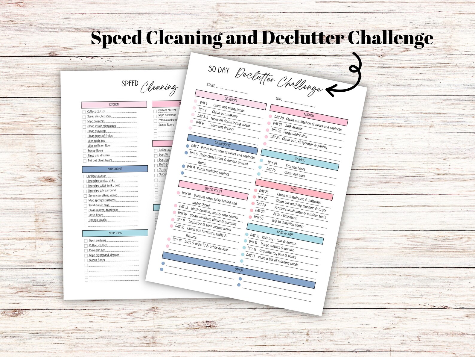 Printable ADHD Cleaning and Declutter Planner With Schedule ...