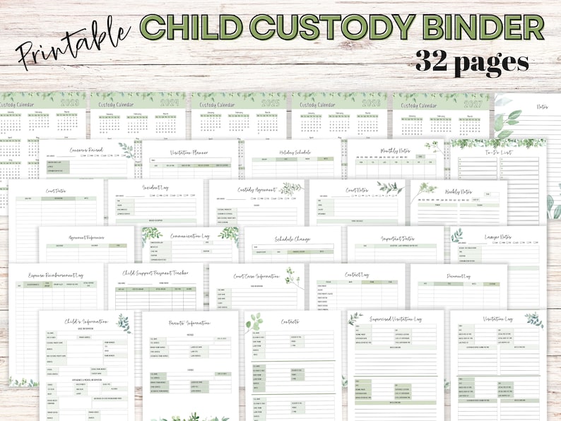 Custody Binder Printable Planner & Organizer for Child Custody Log for ...