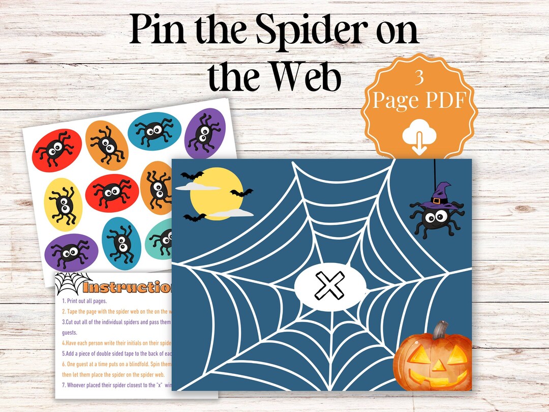 Halloween Party Game for Kids - Printable Pin the Spider on the Web ...
