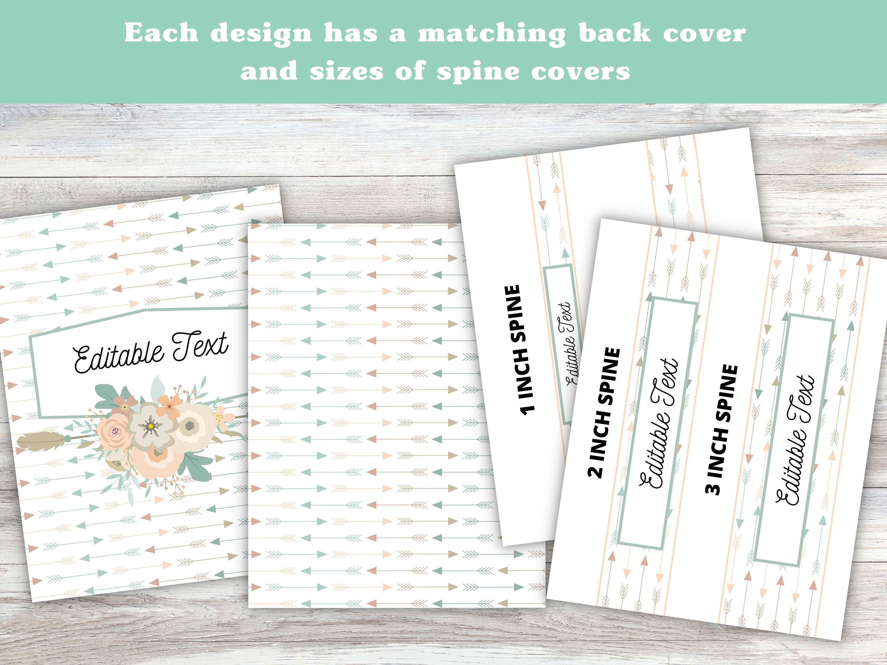 Binder Cover Printable - Set of 12 Editable Boho Covers and Spines - Etsy
