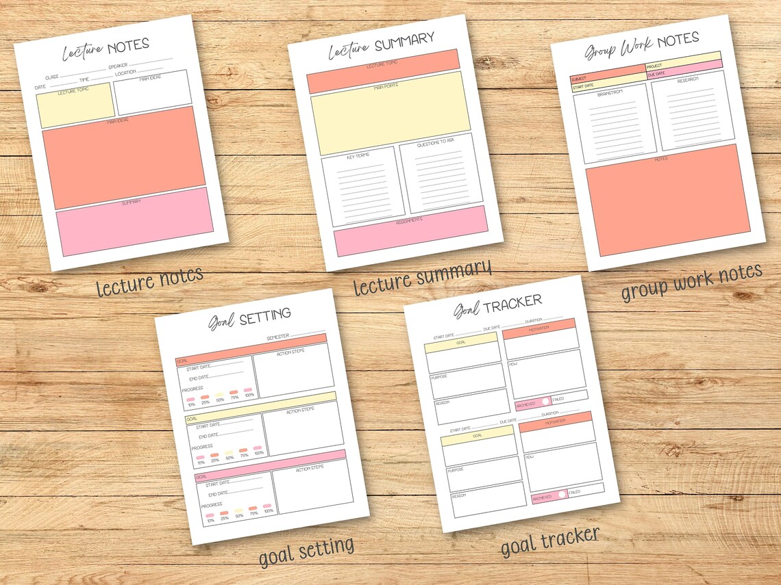 Printable Student Academic Planner Grade Tracker Assignment Exam Prep ...