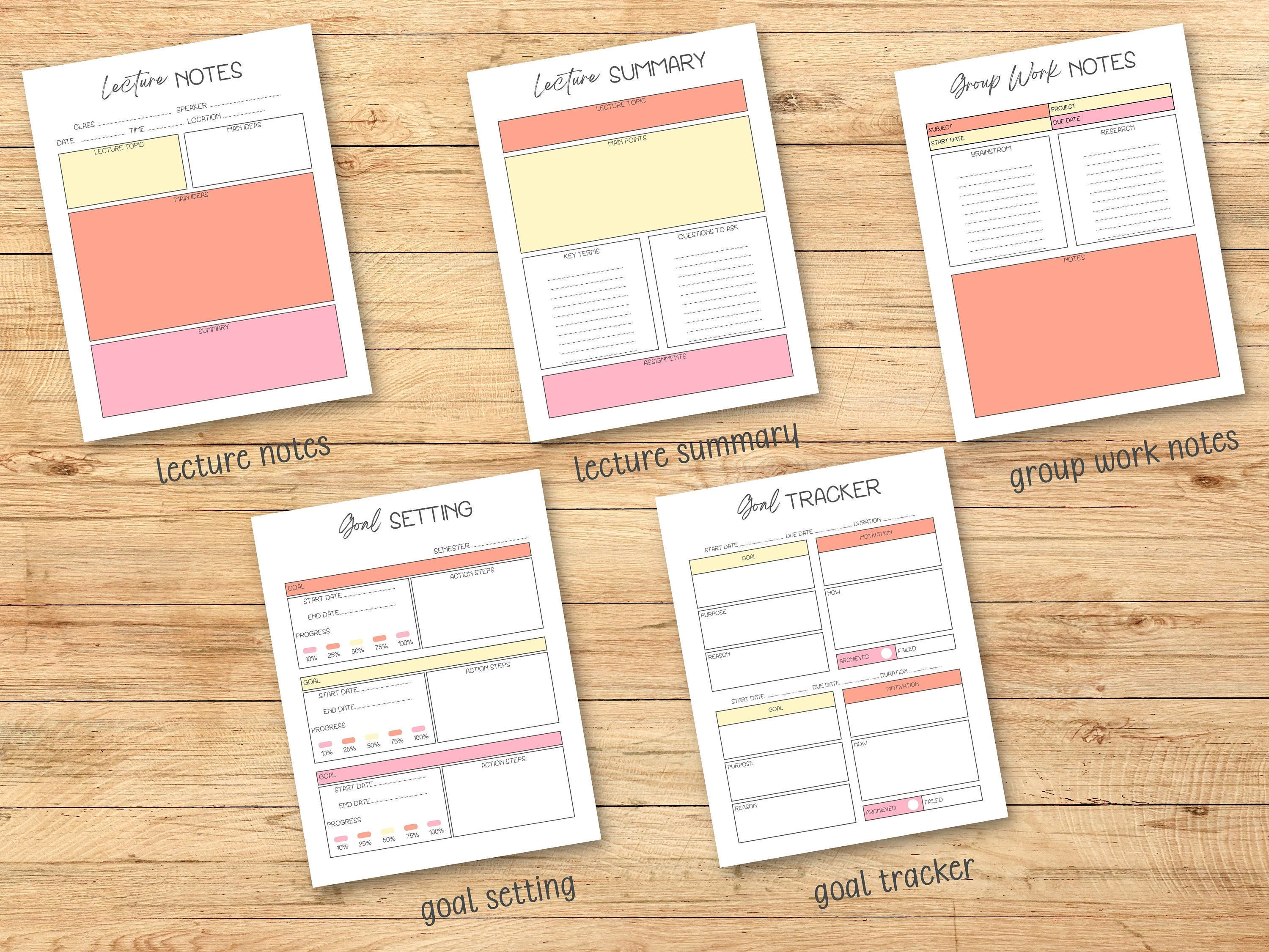 Printable Student Academic Planner Grade Tracker Assignment Exam Prep ...