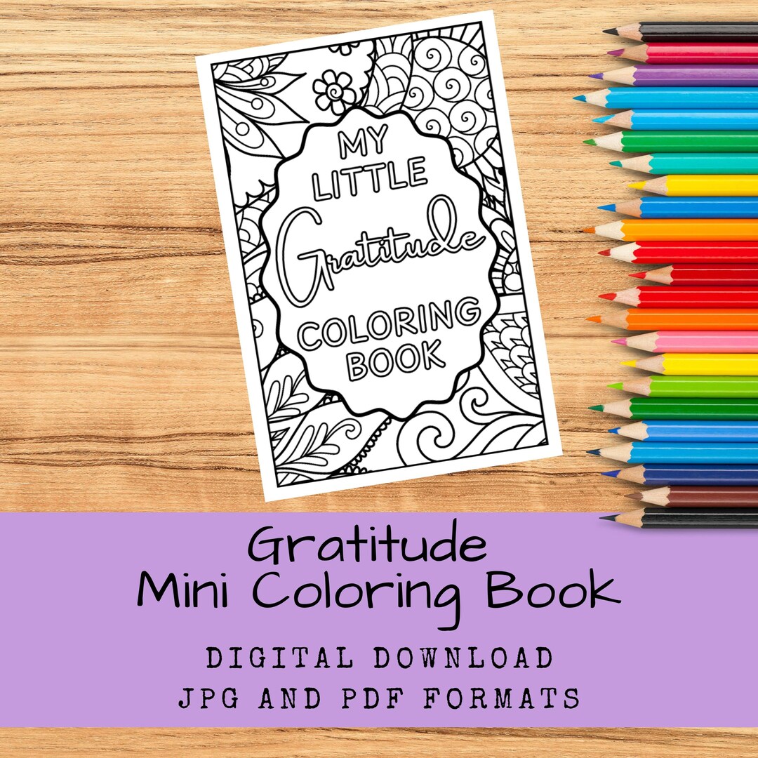 Gratitude Mini Coloring Book Printable - Self Care Mindfulness Coloring ...