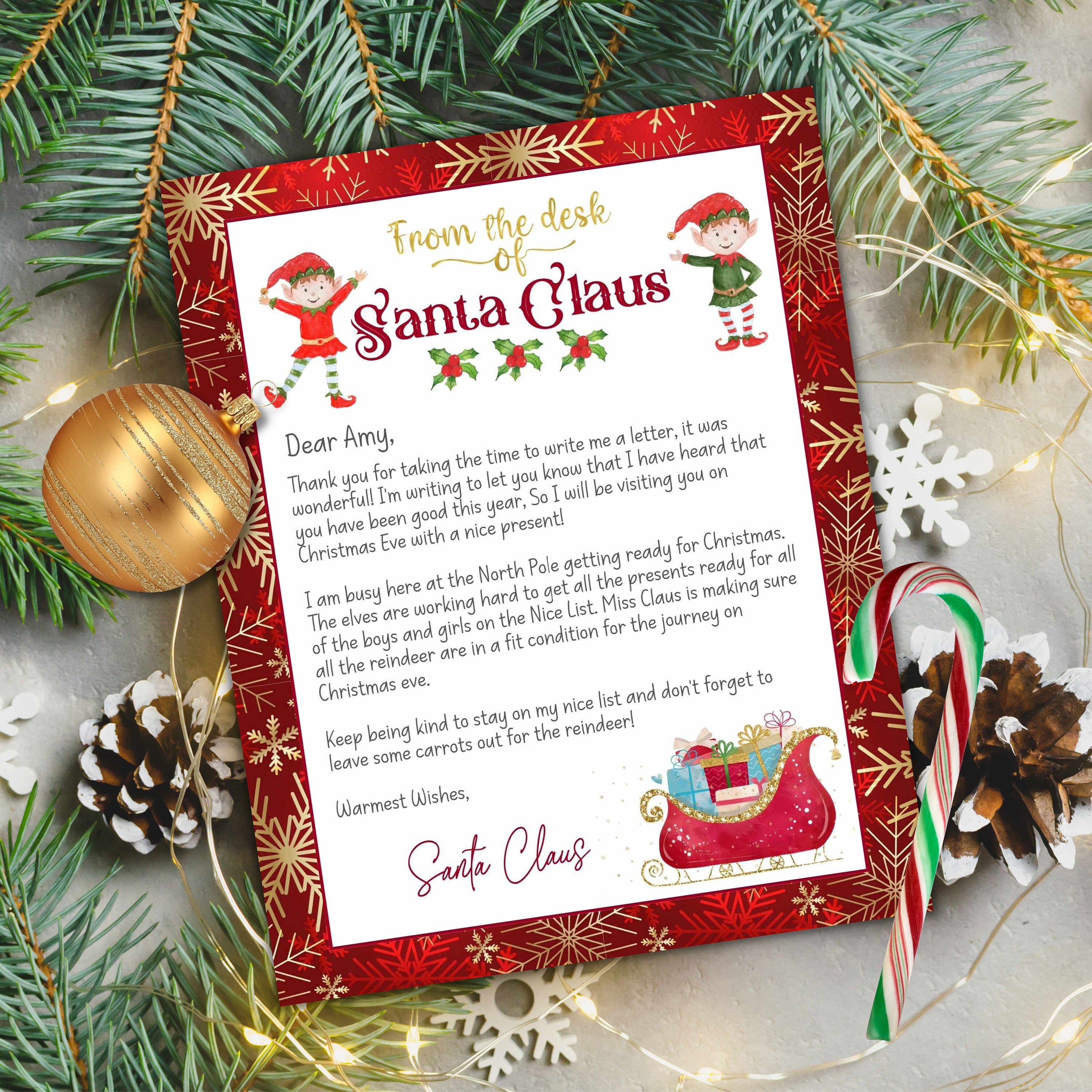 Personalized Letter From Santa With Envelope Template - Editable Santa ...
